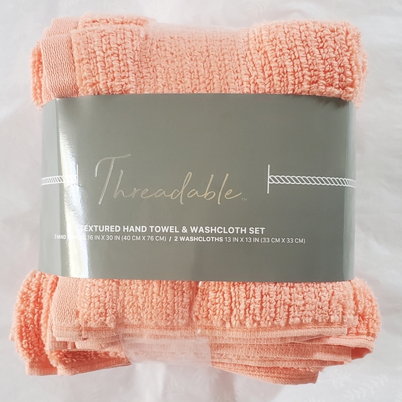 Threadable | Bath | Nwt Threadable 4piece Textured Hand Towel And Washcloth Set | Poshmark